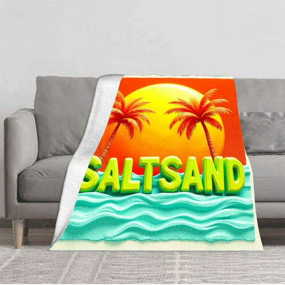 Durable Soft Flannel Blanket - Cozy Beach Scene Design with Palm Trees ...