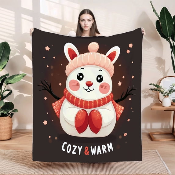Durable Soft Flannel Blanket - Cozy Cartoon Design with Cute Creature ...
