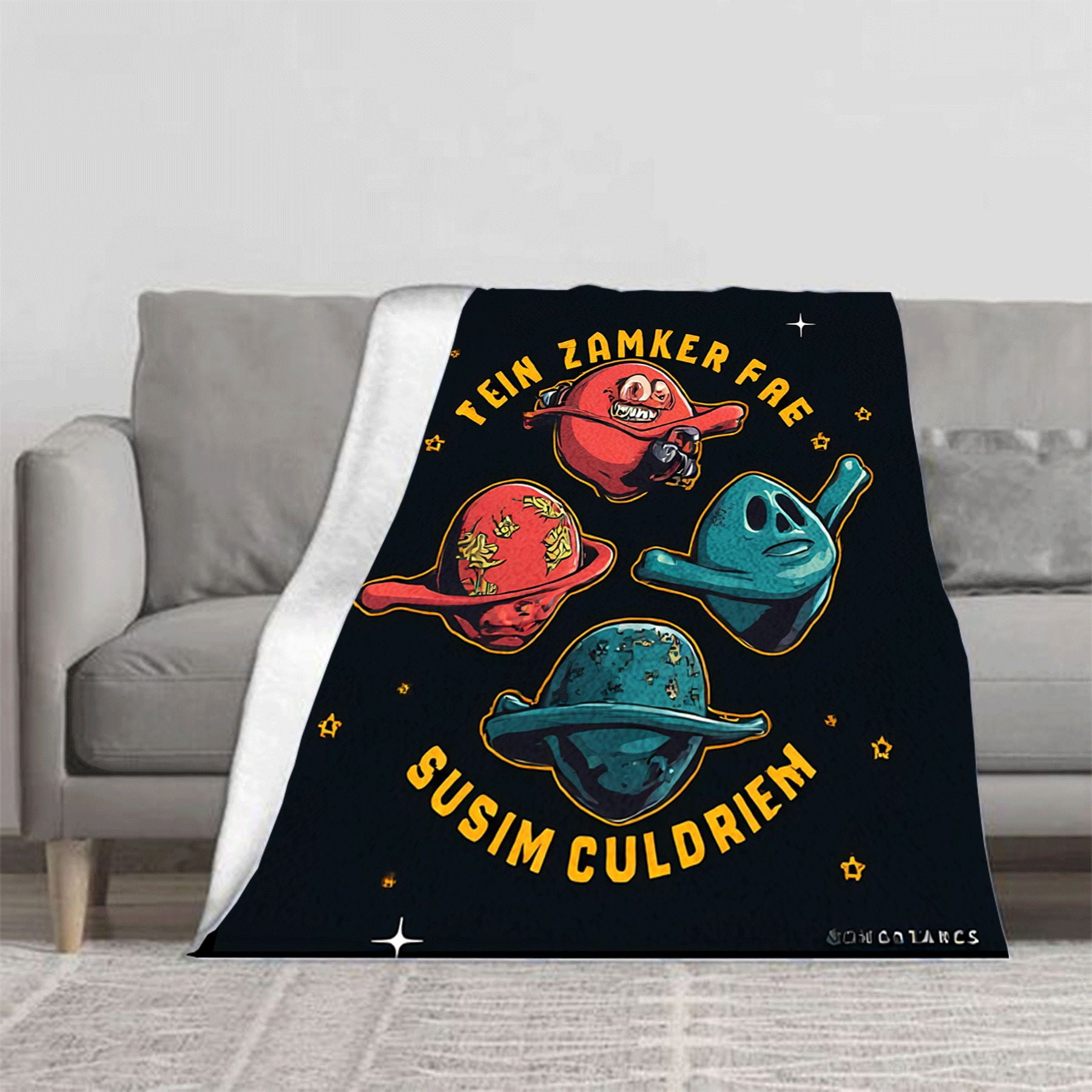 Durable Soft Flannel Blanket - Cozy Cartoon Planets Design Perfect for ...