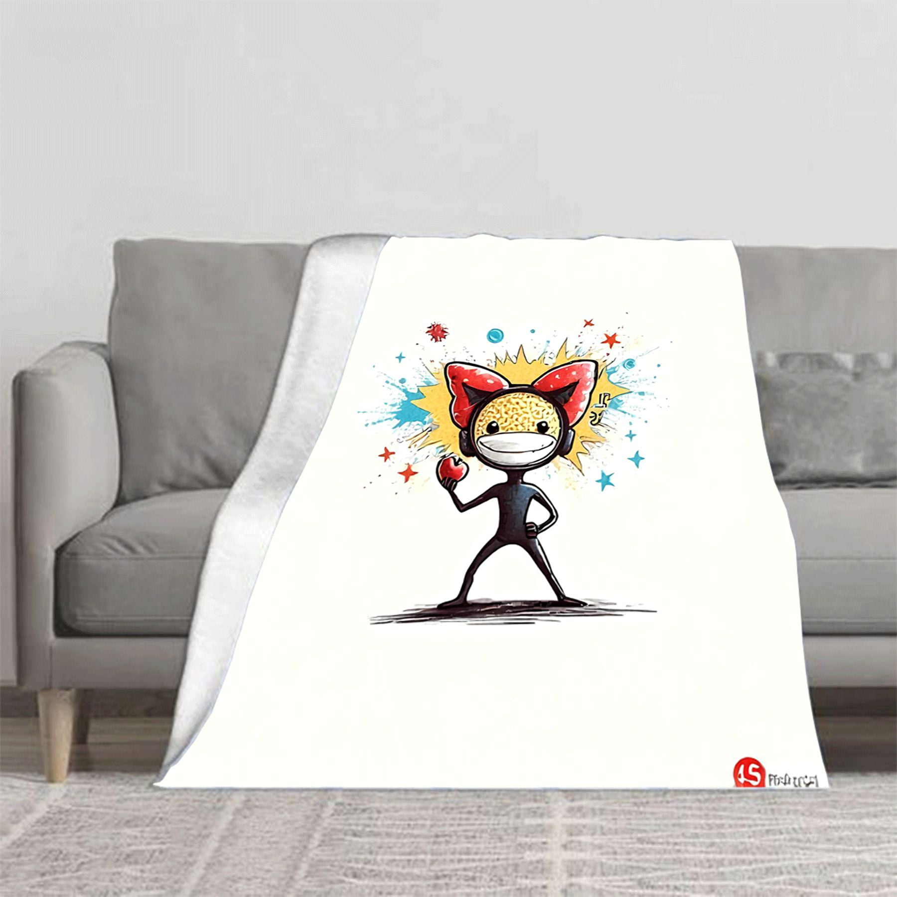 Durable Soft Flannel Blanket - Cozy Cat - Ear Design with Colorful ...