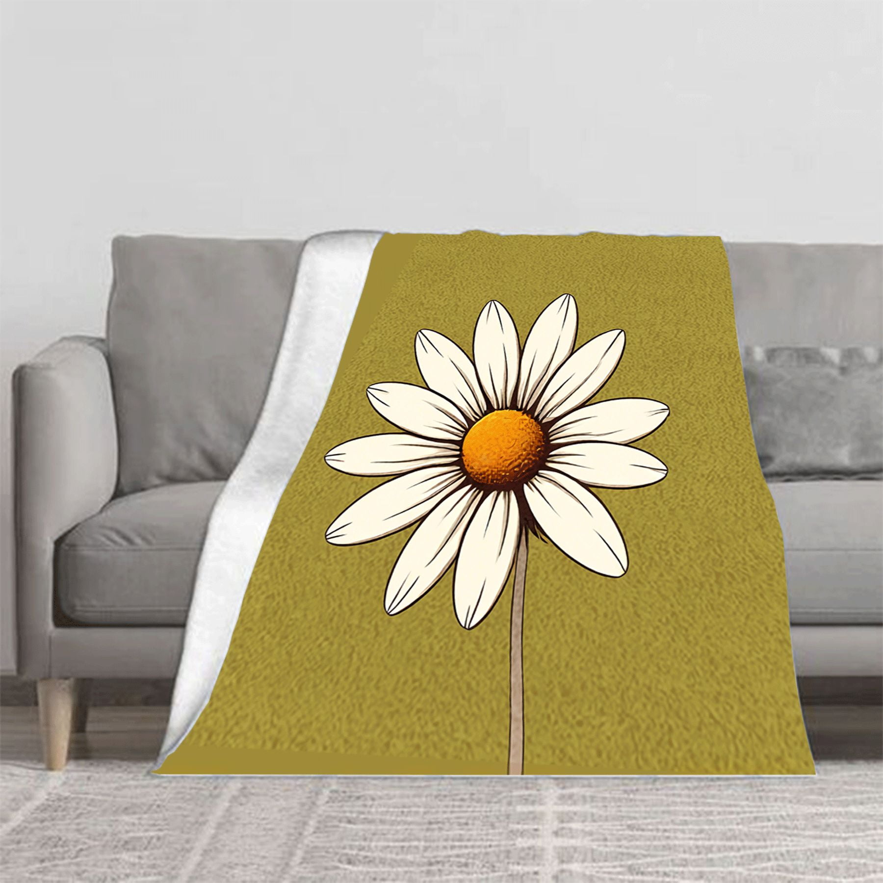 Durable Soft Flannel Blanket - Cozy Floral Daisy Design Perfect for ...