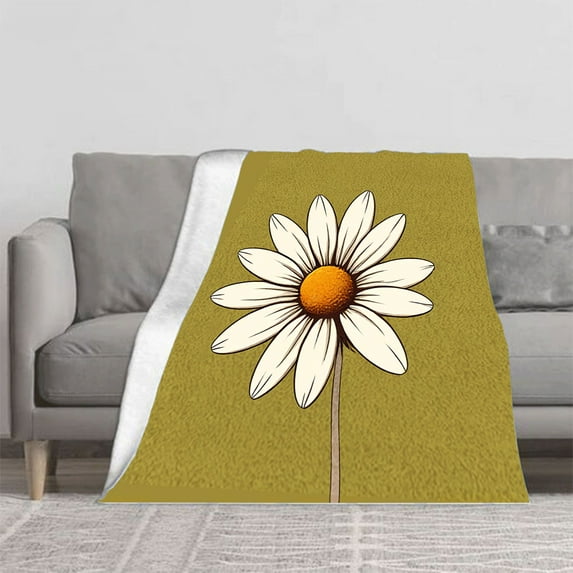 Durable Soft Flannel Blanket - Cozy Floral Daisy Design Perfect for ...