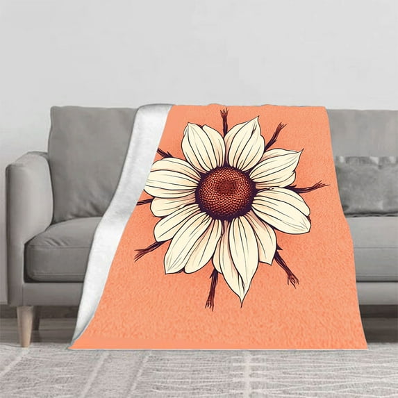 Durable Soft Flannel Blanket - Cozy Floral Design with Elegant White ...