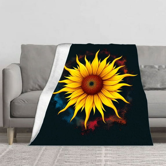 Durable Soft Flannel Blanket - Cozy Floral Design with Sunflower ...