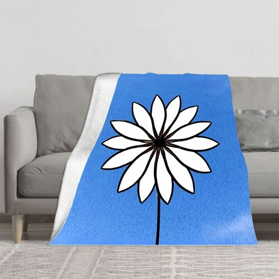 Durable Soft Flannel Blanket - Cozy Floral Design with White Petals ...