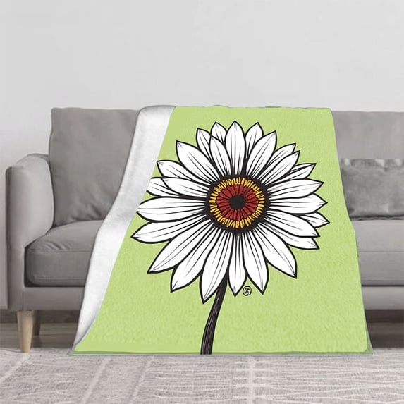 Durable Soft Flannel Blanket - Cozy Floral Design with White Petals ...