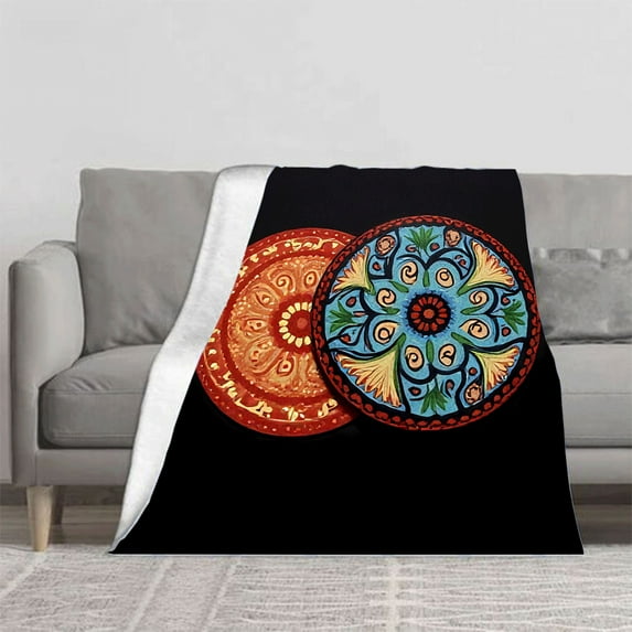 Durable Soft Flannel Blanket - Cozy Floral Mandala Design Warm for Sofa ...