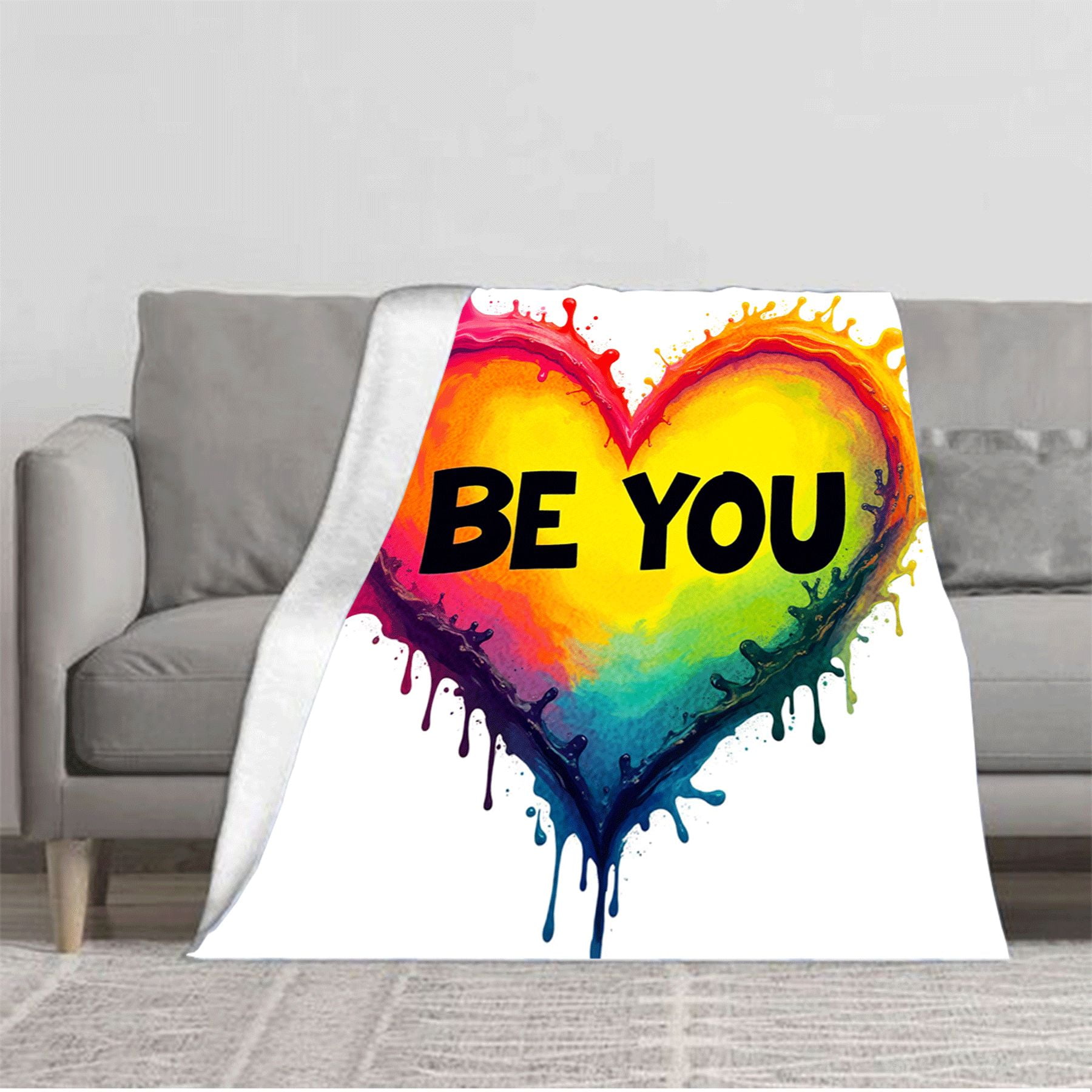 Durable Soft Flannel Blanket - Cozy Gradient Heart Design Perfect for ...