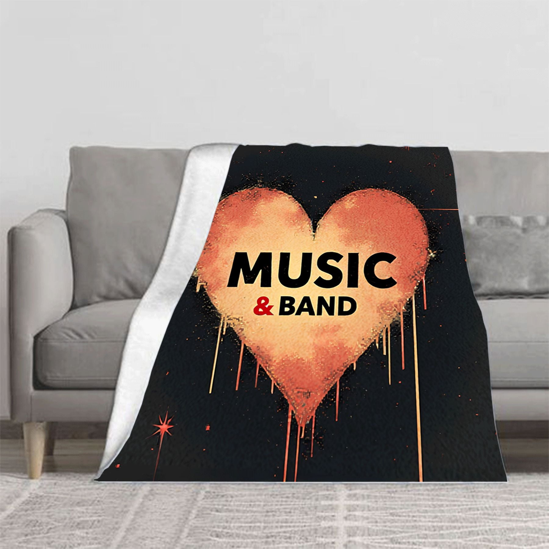 Durable Soft Flannel Blanket - Cozy Heart Design with Graffiti Texture ...