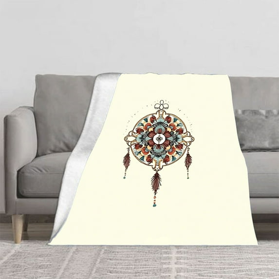 Durable Soft Flannel Blanket - Cozy Mandala Design with Floral ...