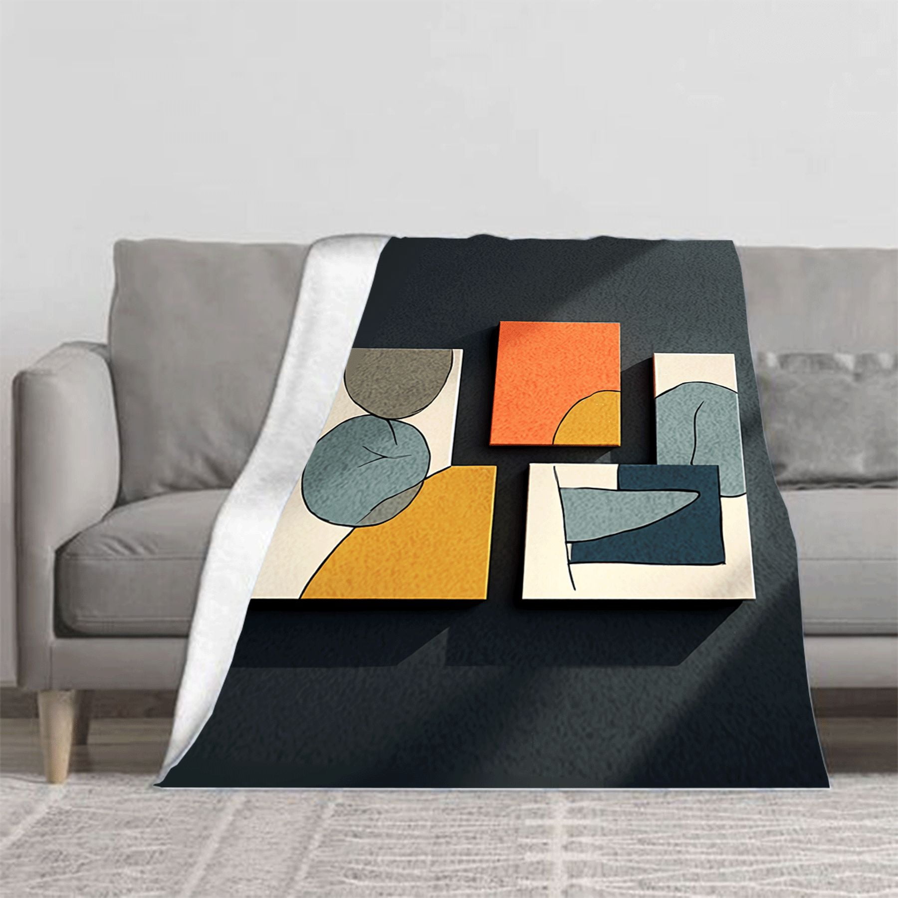 Durable Soft Flannel Blanket - Cozy Minimalist Design with Overlapping ...