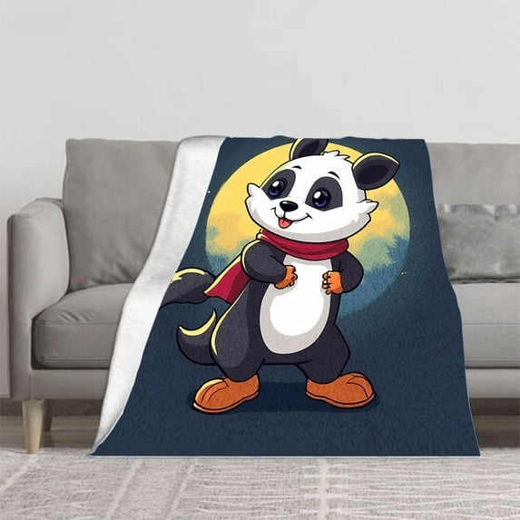 Durable Soft Flannel Blanket - Cozy Panda Design with Cheerful Cartoon ...