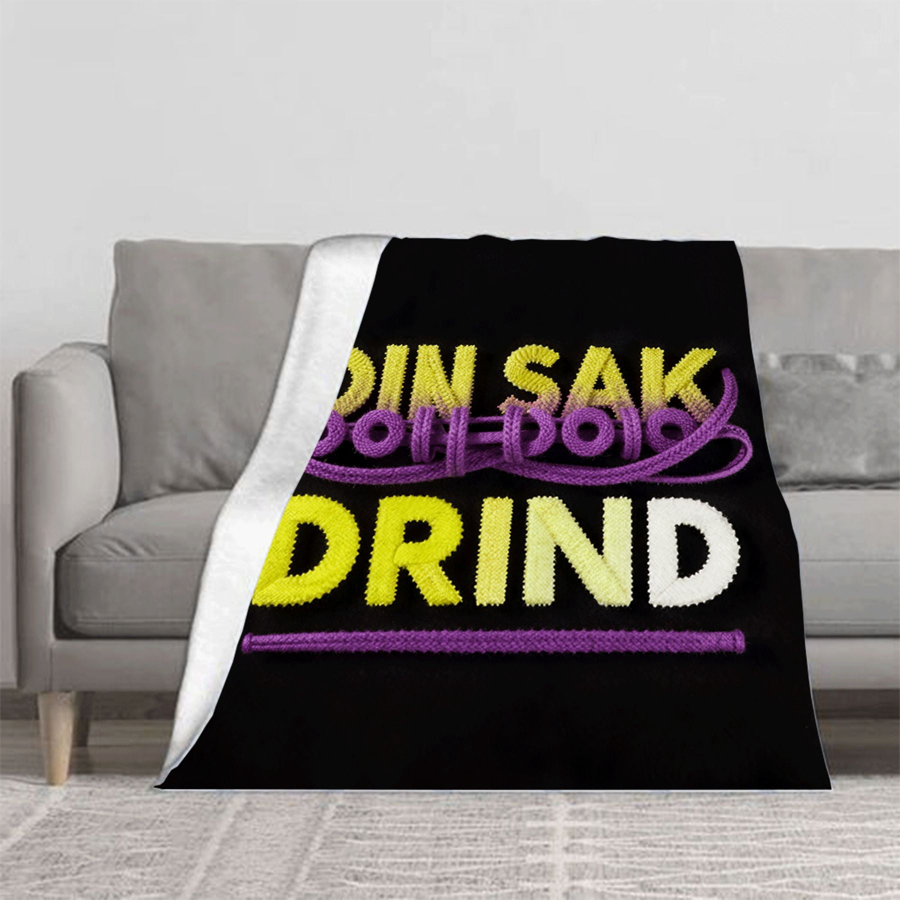 Durable Soft Flannel Blanket - Cozy Pattern Design in Yellow & Purple ...