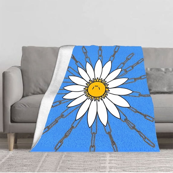 Durable Soft Flannel Blanket - Cozy Pattern Design with White Petals ...