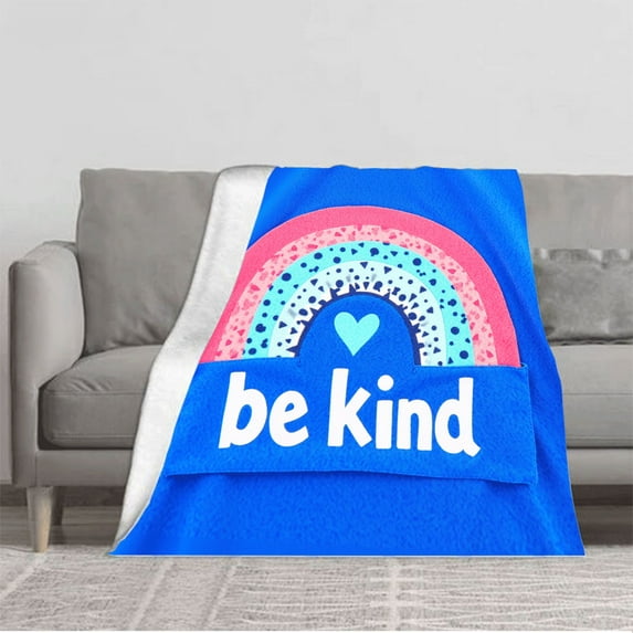 Durable Soft Flannel Blanket - Cozy Rainbow Heart Design Vibrant Colors ...