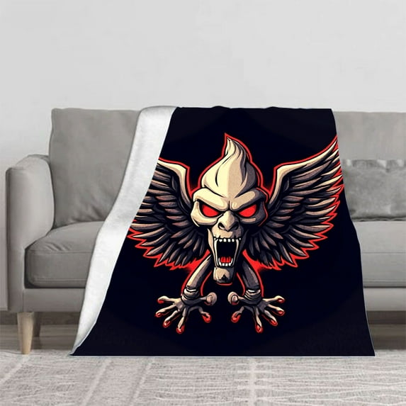 Durable Soft Flannel Blanket - Cozy Skull & Wings Design Perfect for ...
