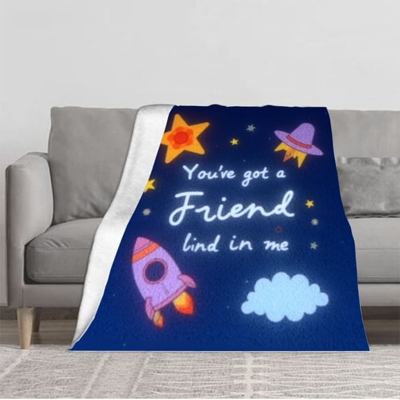 Durable Soft Flannel Blanket - Cozy Starry Night Design with Yellow ...