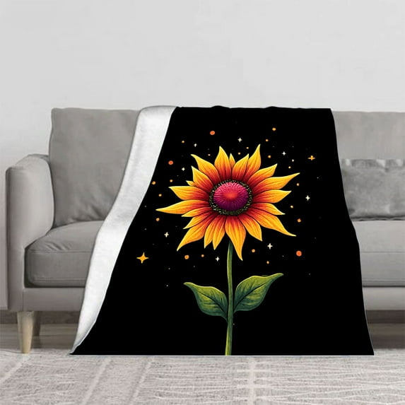 Durable Soft Flannel Blanket - Cozy Sunflower Design with Bright Yellow ...