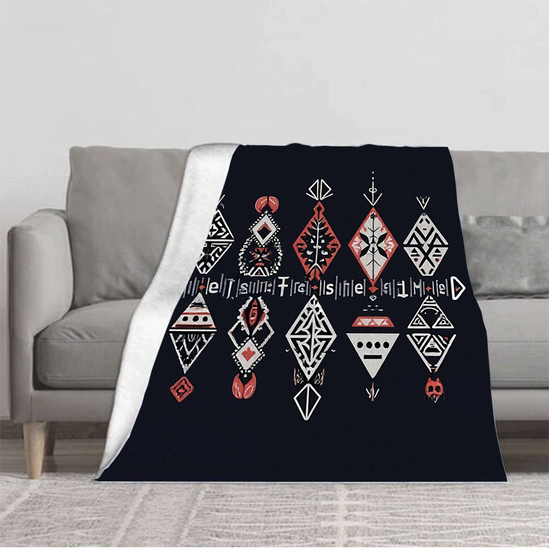Durable Soft Flannel Blanket - Cozy Tribal Diamond Pattern Design Warm ...