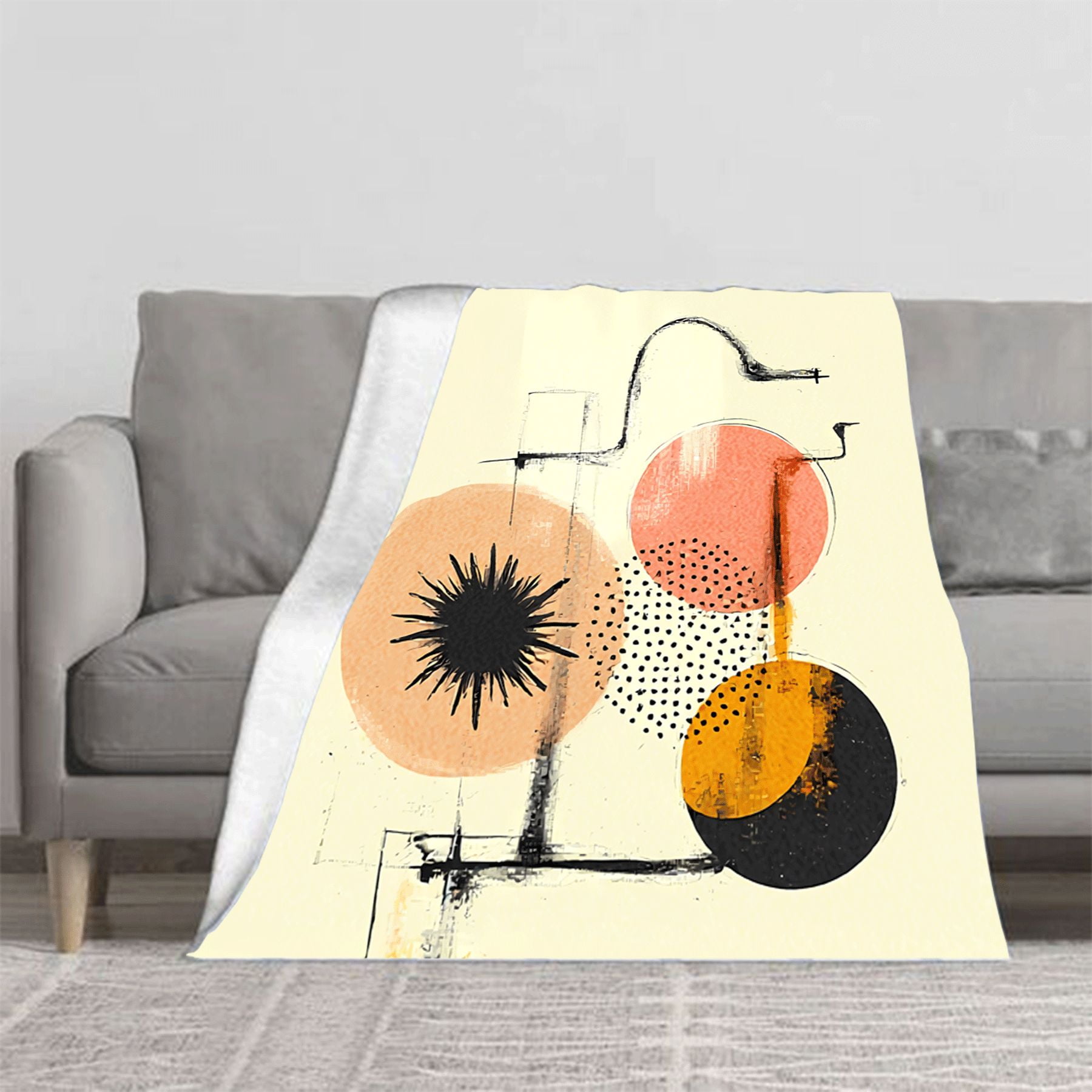 Durable Soft Flannel Blanket - Cozy Warm Design with Abstract Geometric ...