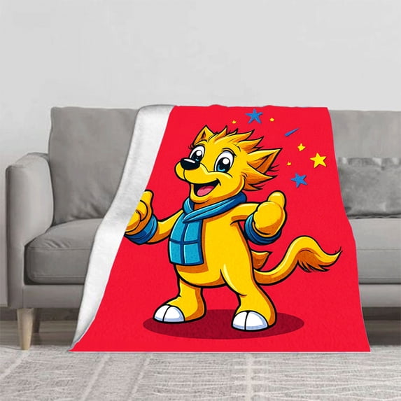 Durable Soft Flannel Blanket - Cozy Yellow Dog Design with Spiky ...