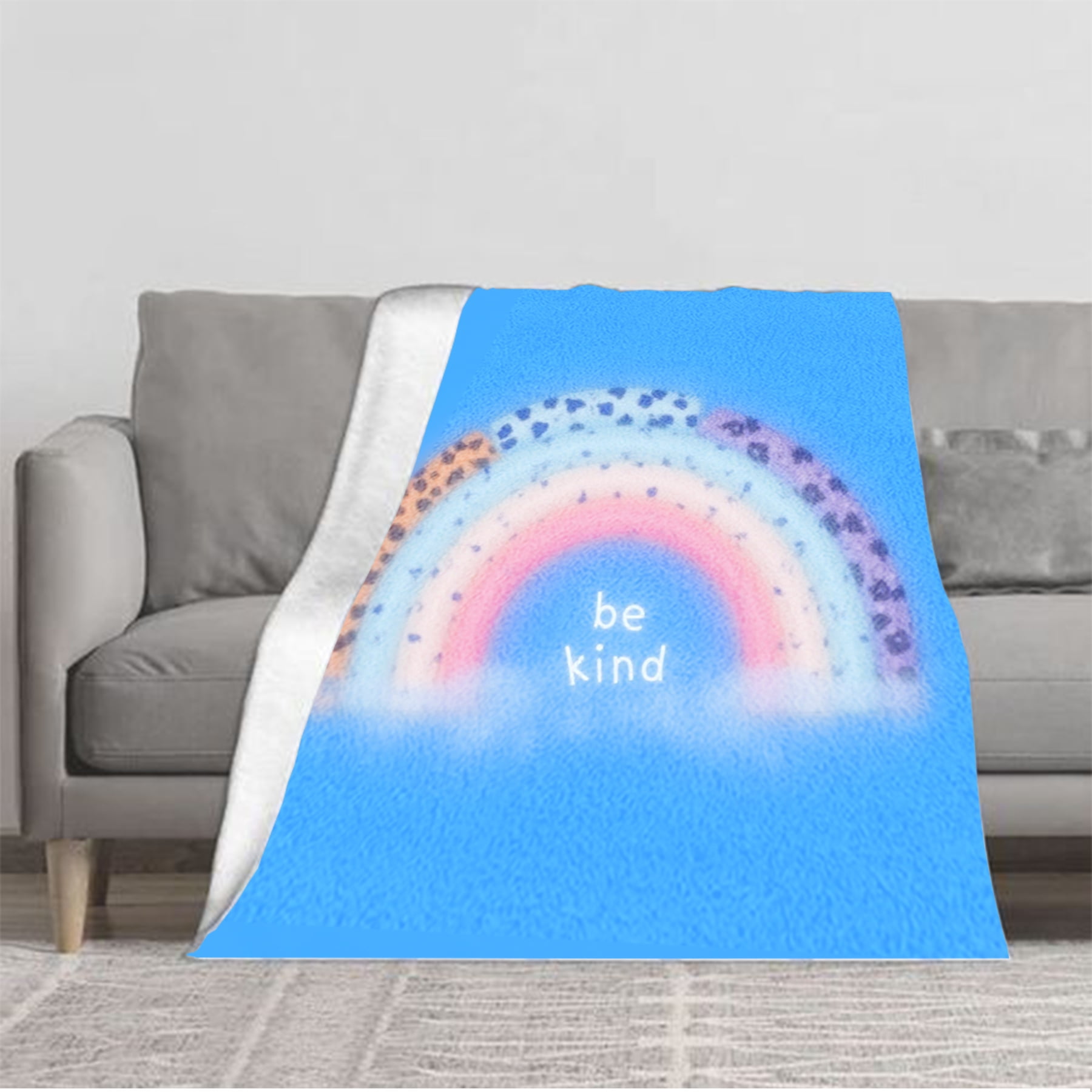 Durable Soft & Warm Flannel Blanket - Colorful Rainbow with Spots ...