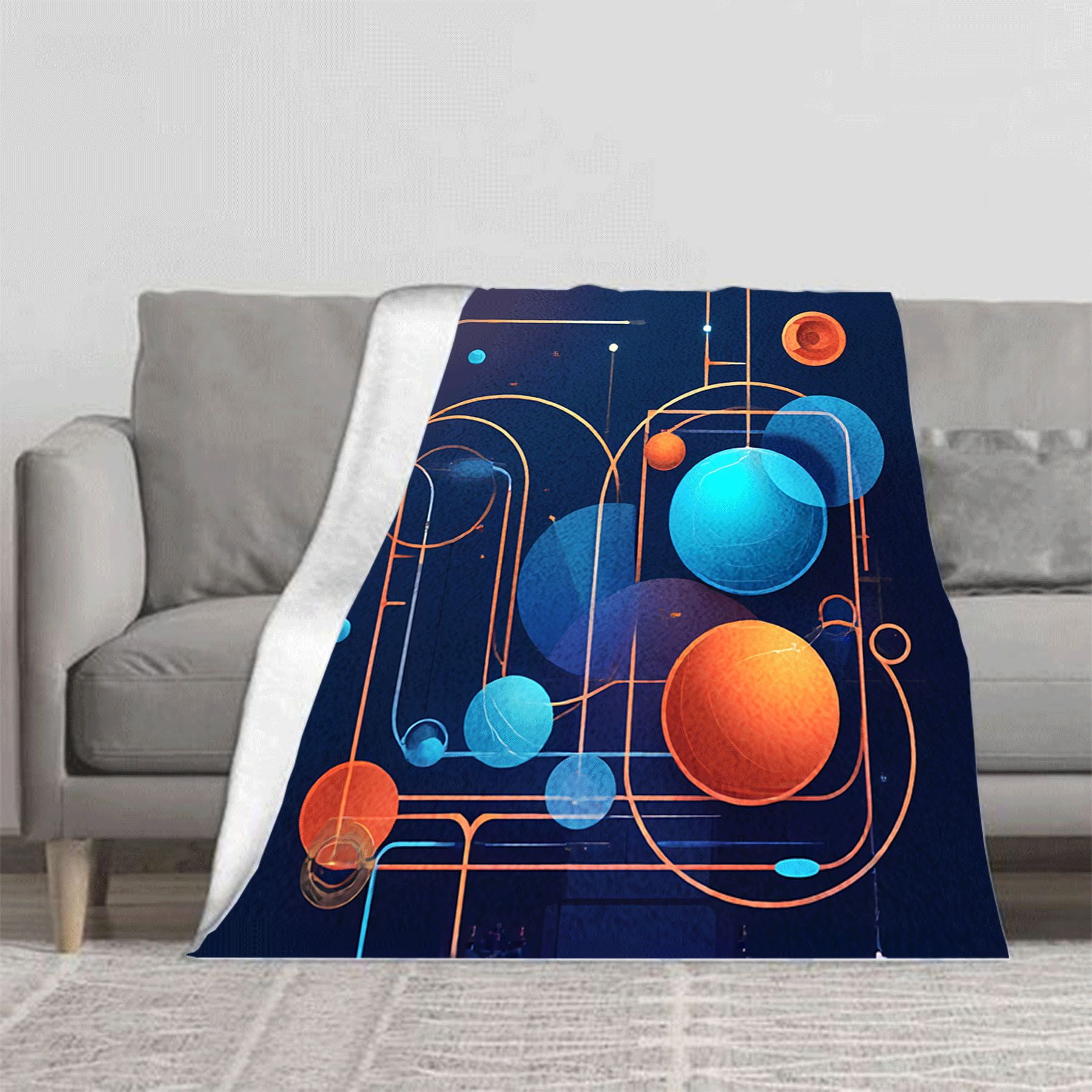 Durable Soft & Warm Flannel Blanket - Cozy Abstract Circular Design in ...