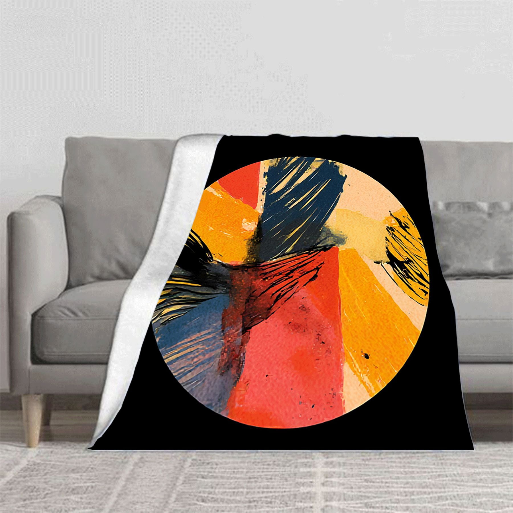 Durable Soft & Warm Flannel Blanket - Cozy Abstract Circular Design in ...