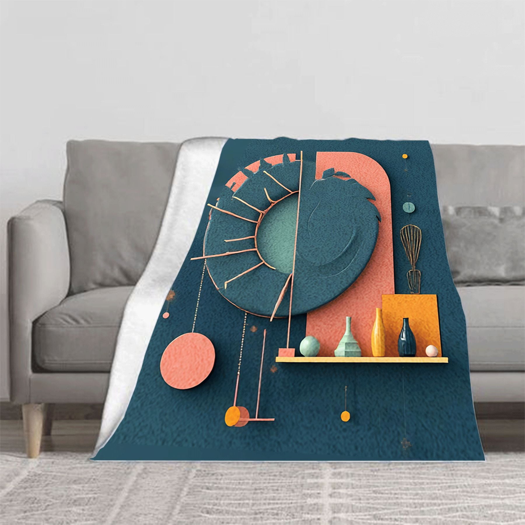 Durable Soft & Warm Flannel Blanket - Cozy Abstract Geometric Design ...