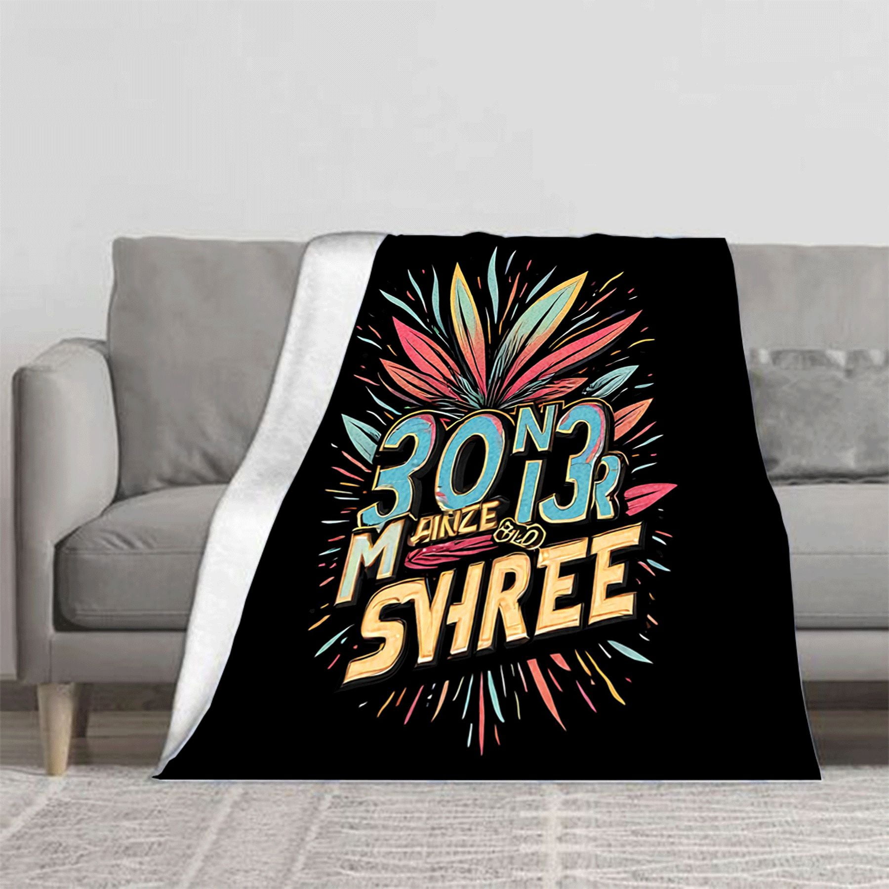 Durable Soft & Warm Flannel Blanket - Cozy Abstract Leaf Pattern ...