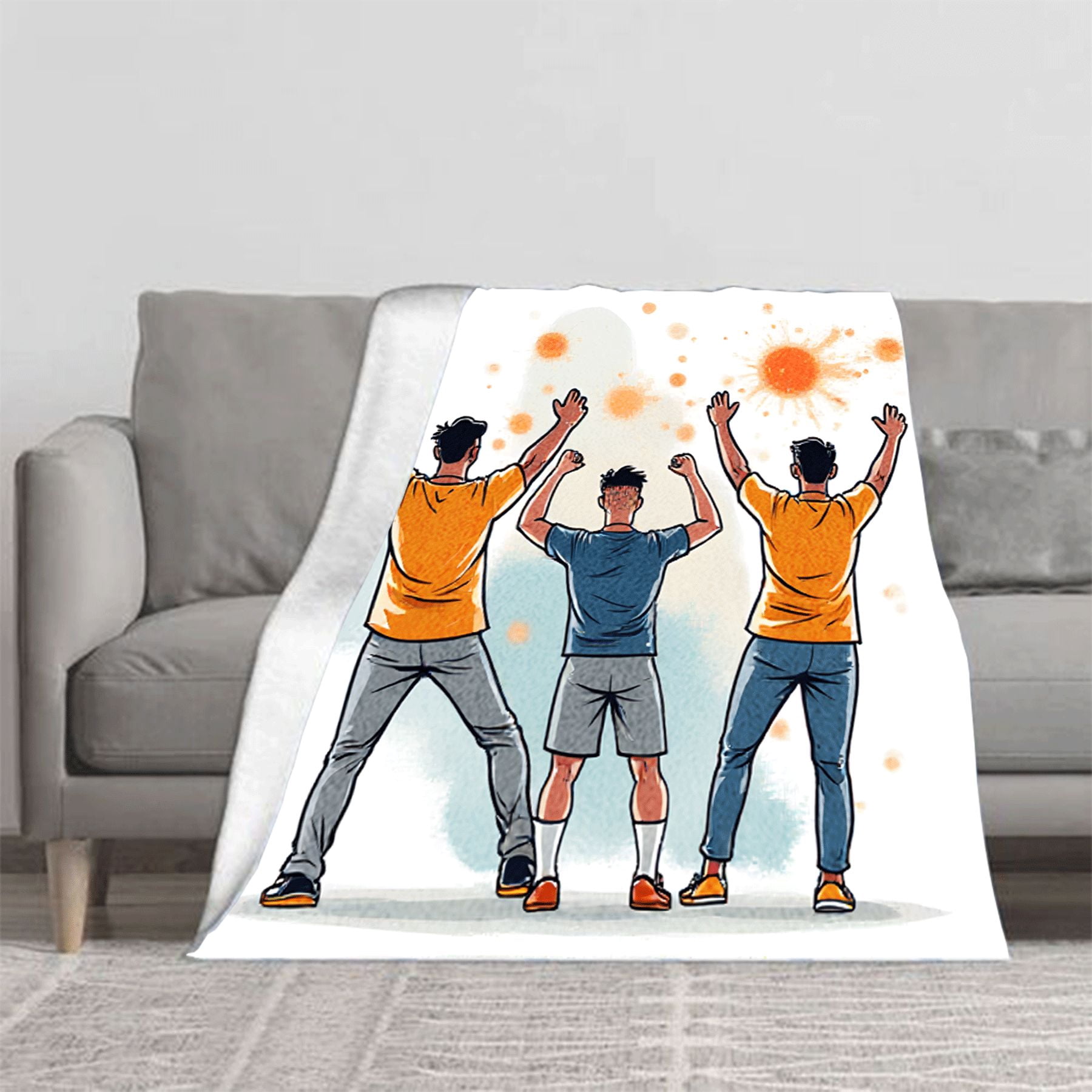 Durable Soft & Warm Flannel Blanket - Cozy Abstract Orange Splash ...