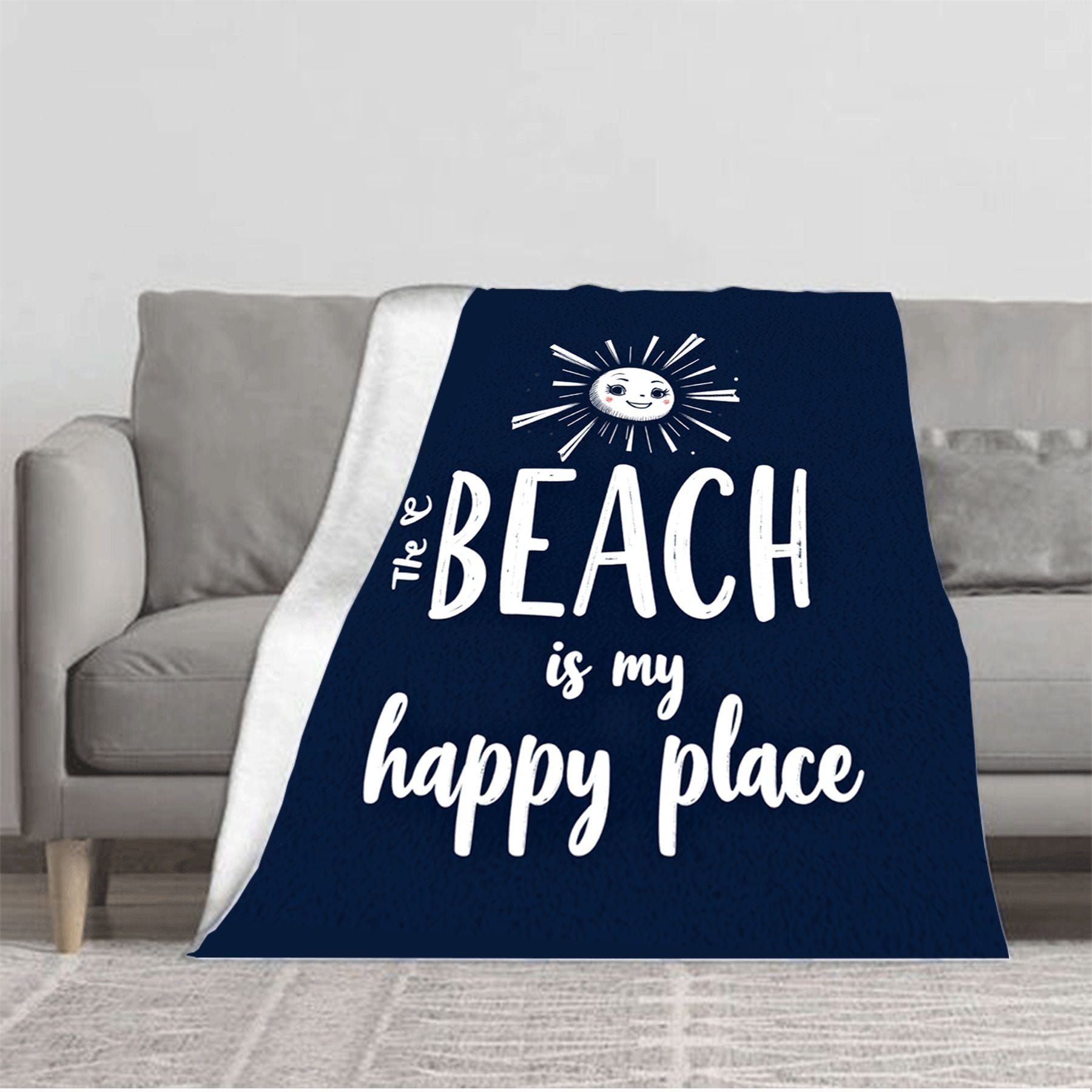 Durable Soft & Warm Flannel Blanket - Cozy Beach Scene Design with ...