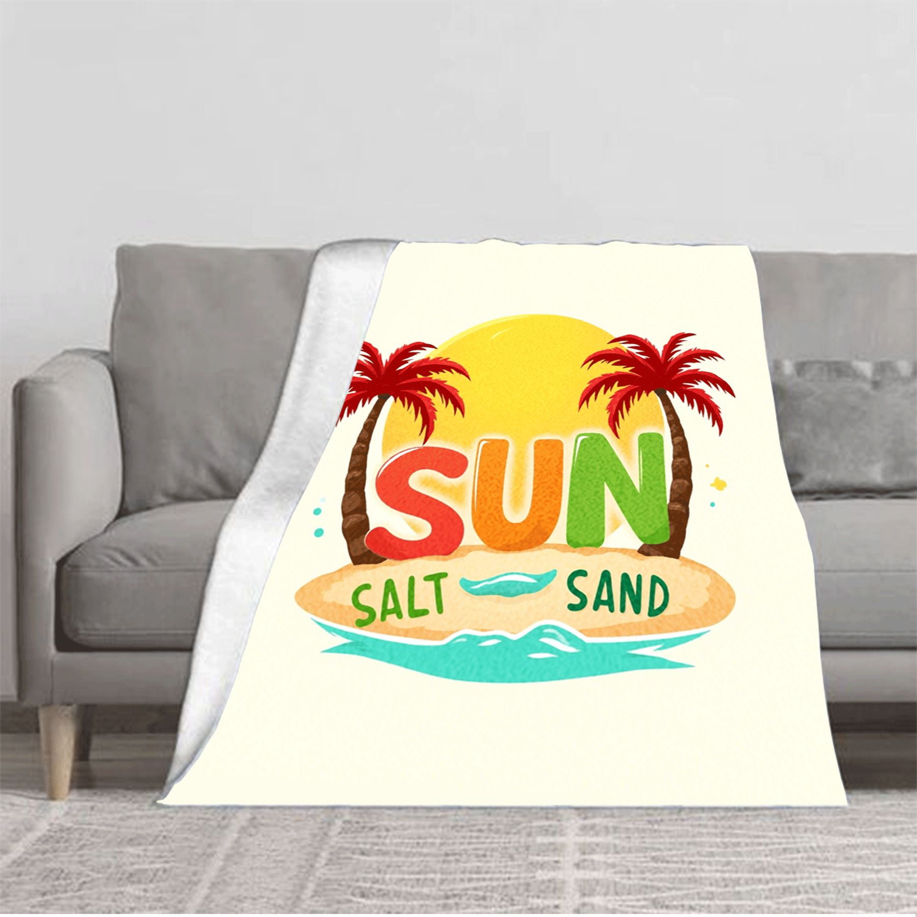 Durable Soft & Warm Flannel Blanket - Cozy Beach Scene Design with ...