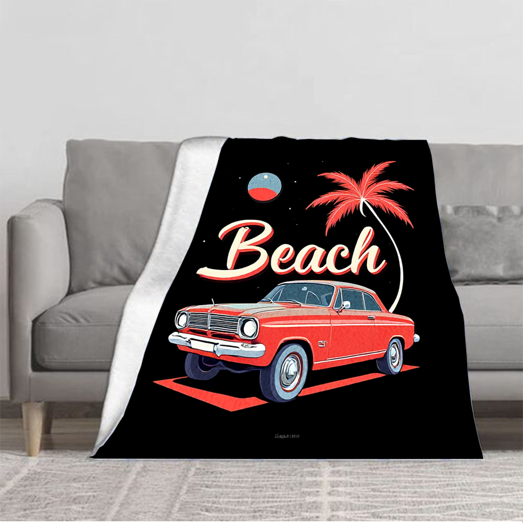 Durable Soft & Warm Flannel Blanket - Cozy Beach-Themed Design with ...