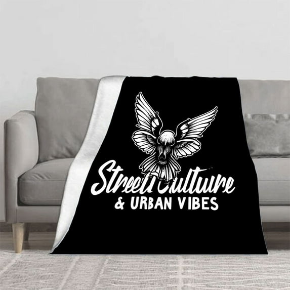 Durable Soft & Warm Flannel Blanket - Cozy Black & White Bird Design ...