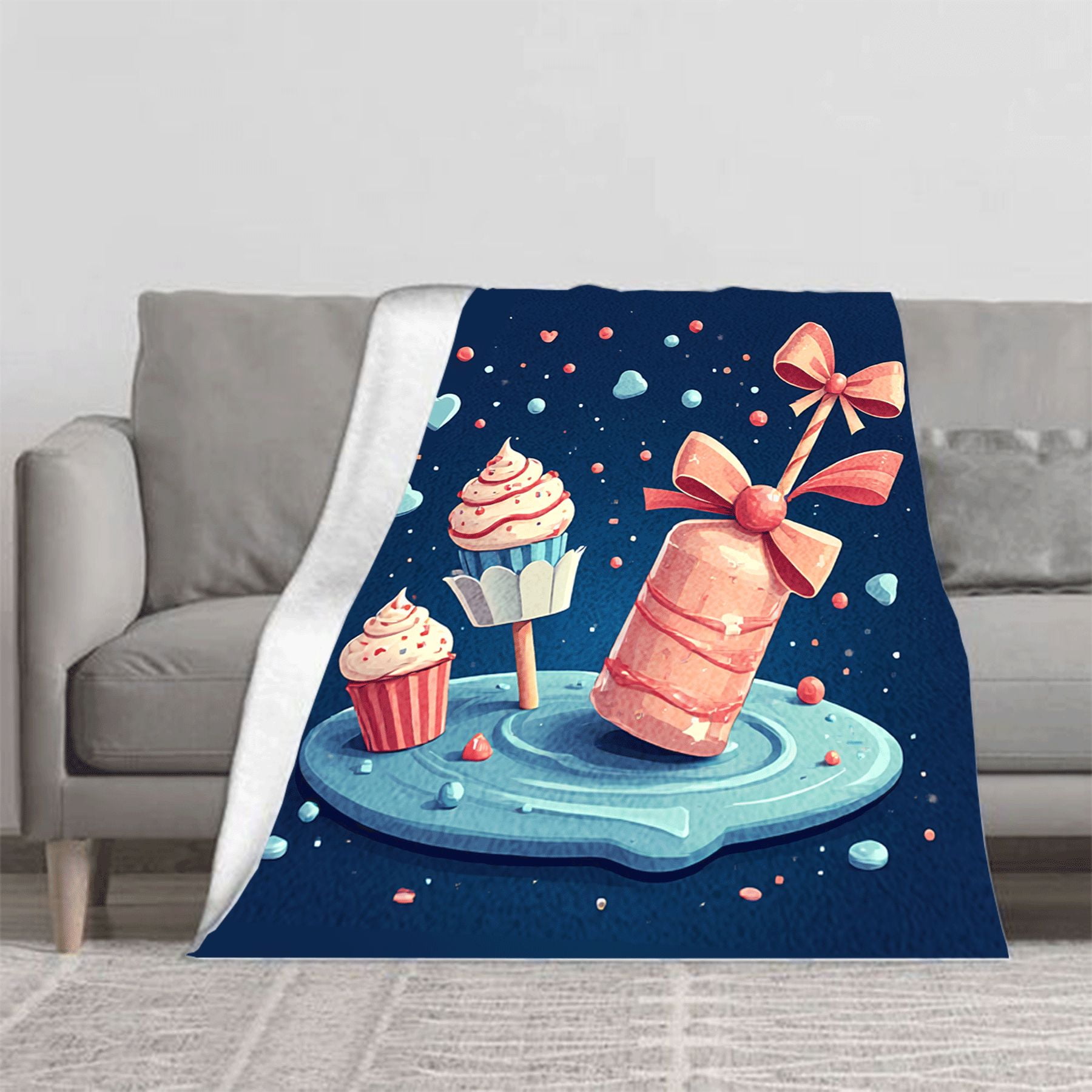 Durable Soft & Warm Flannel Blanket - Cozy Blue Background with ...