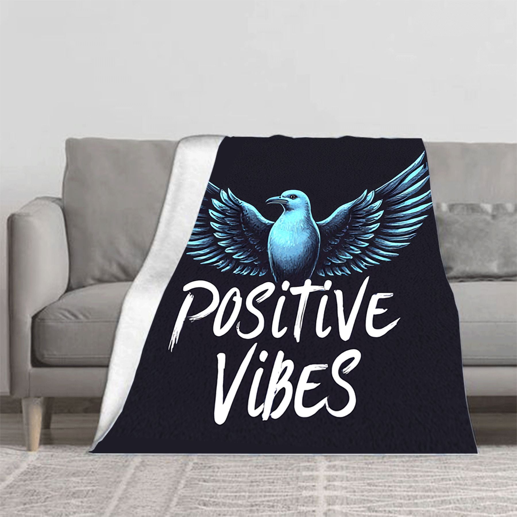 Durable Soft & Warm Flannel Blanket - Cozy Blue Bird Design with ...