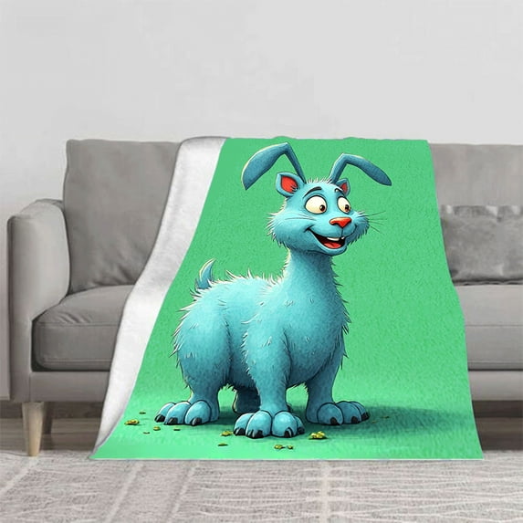 Durable Soft & Warm Flannel Blanket - Cozy Blue Creature Design Perfect ...