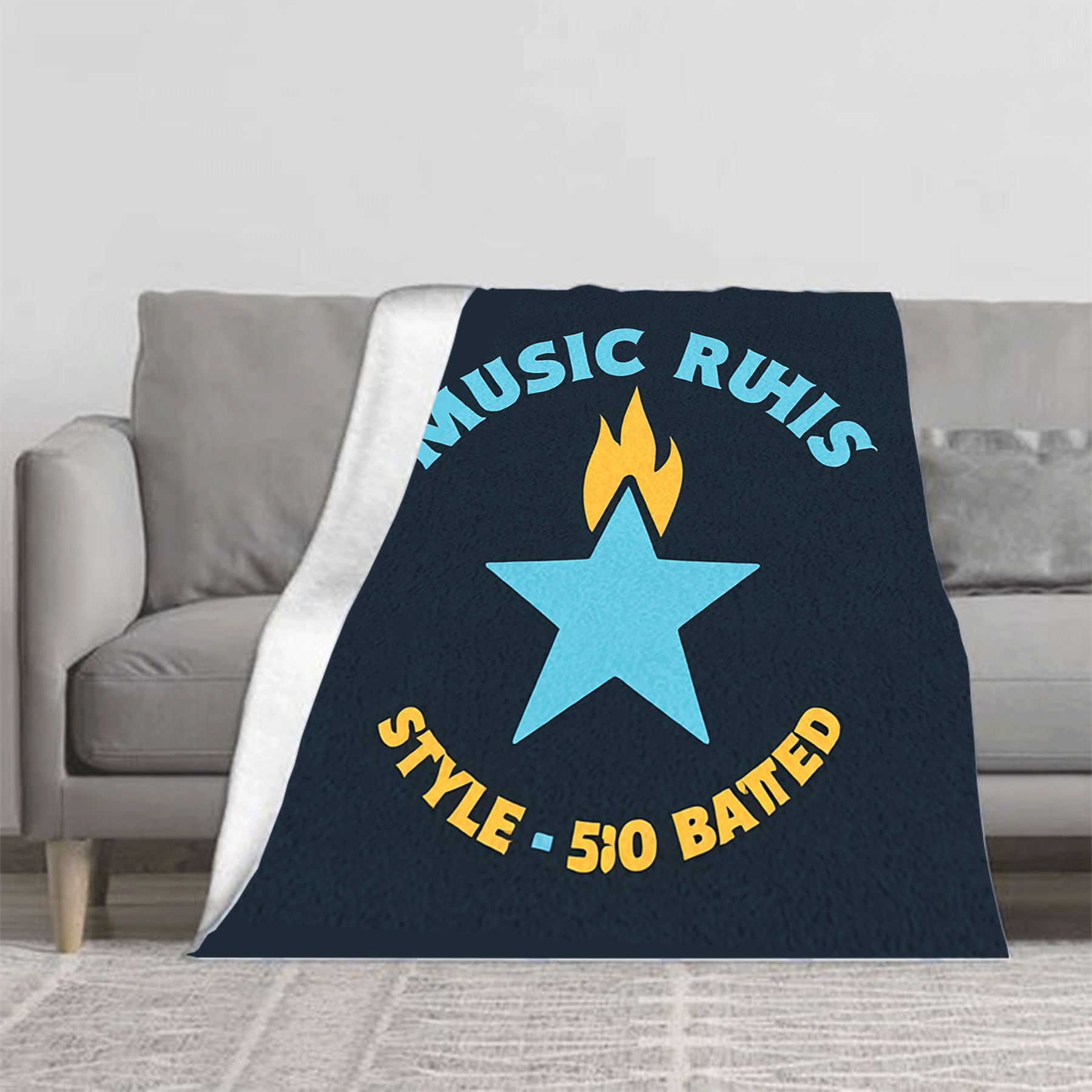 Durable Soft & Warm Flannel Blanket - Cozy Blue Star & Yellow Flame ...