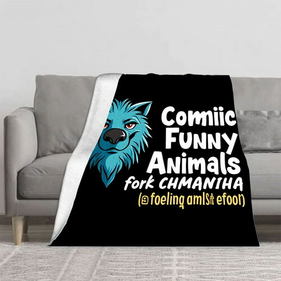 Durable Soft & Warm Flannel Blanket - Cozy Blue Wolf Design for Sofa ...