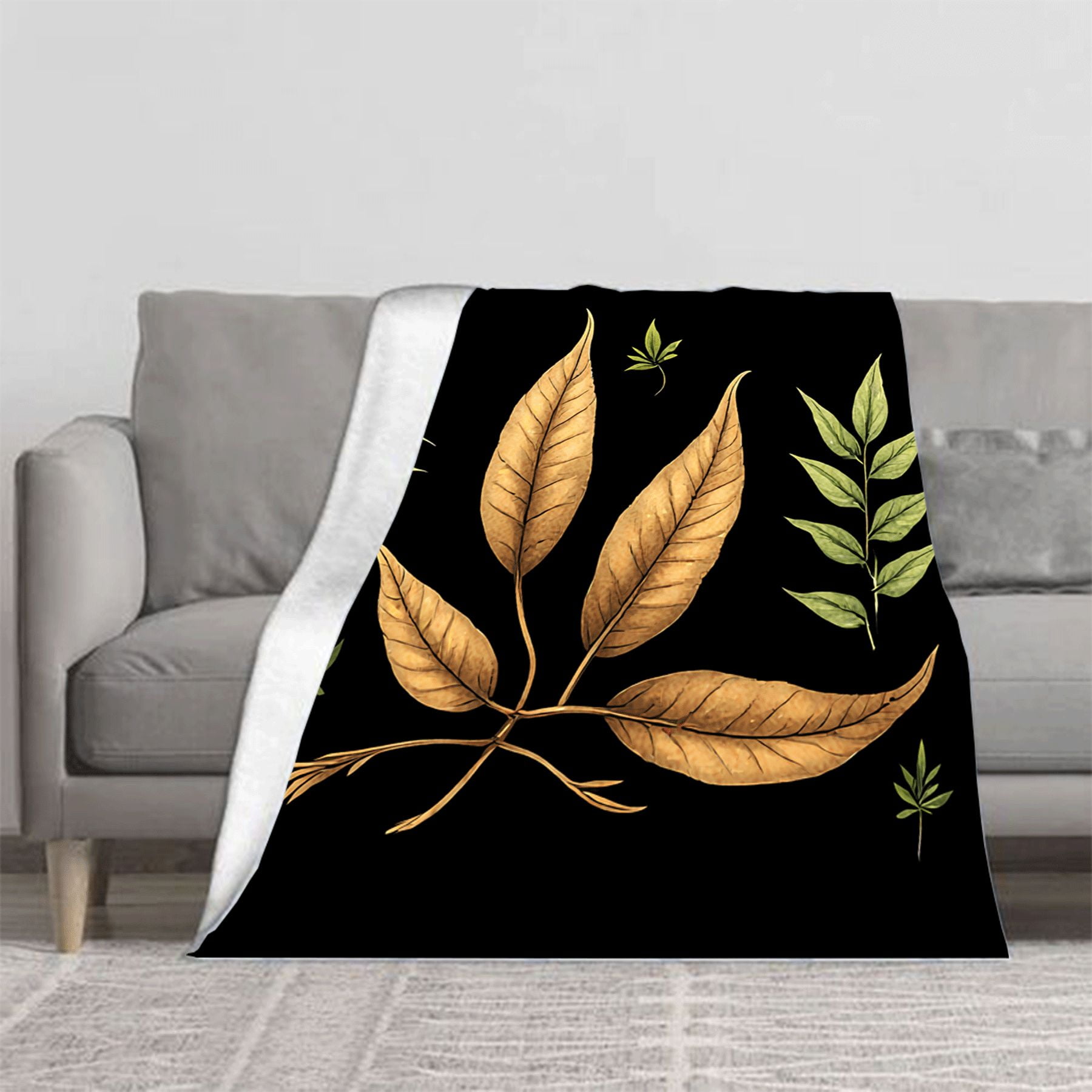Durable Soft & Warm Flannel Blanket - Cozy Botanical Design with Fan ...