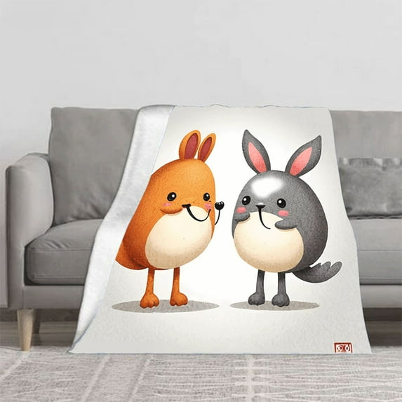 Durable Soft & Warm Flannel Blanket - Cozy Cartoon Animal Design ...