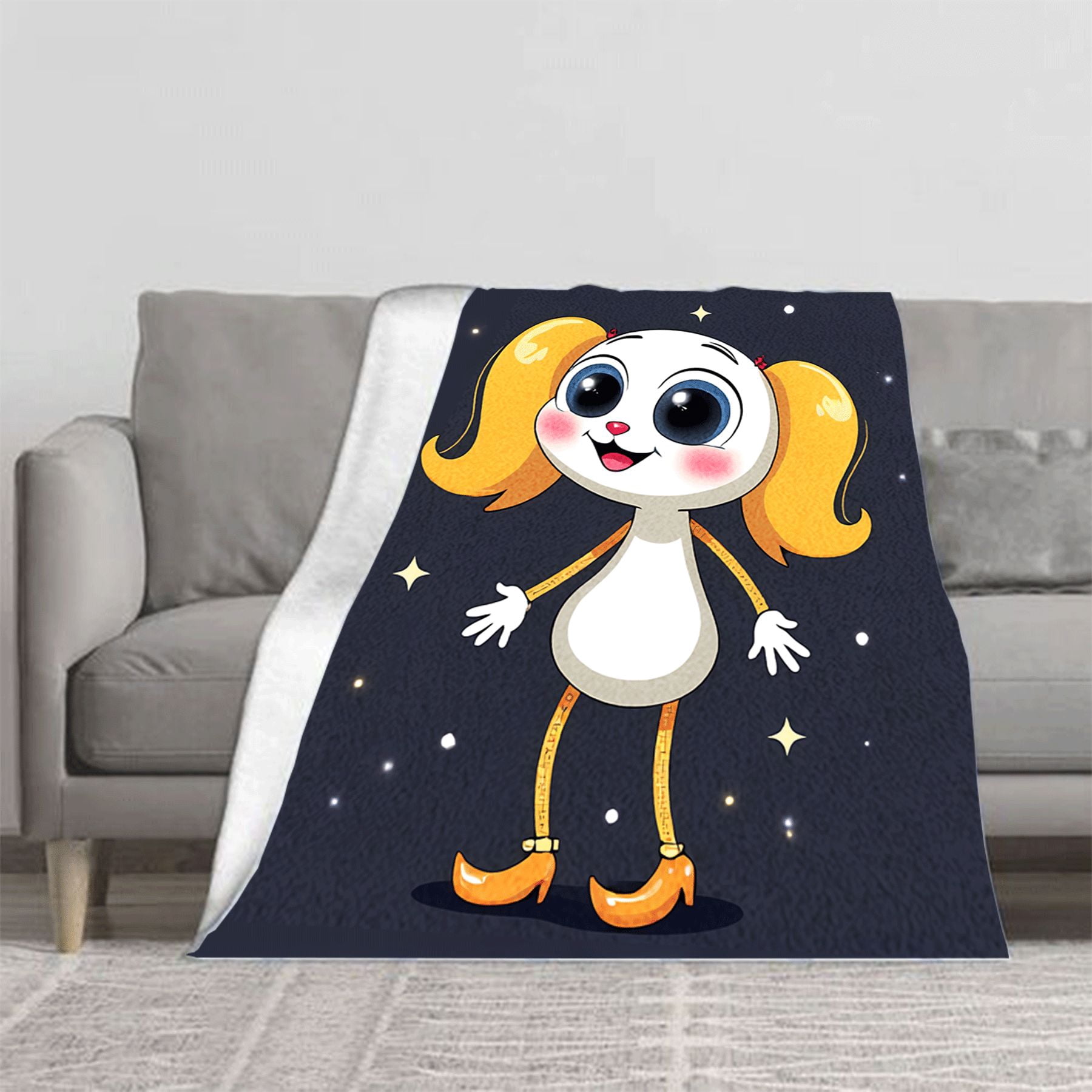 Durable Soft & Warm Flannel Blanket - Cozy Cartoon Character Design ...