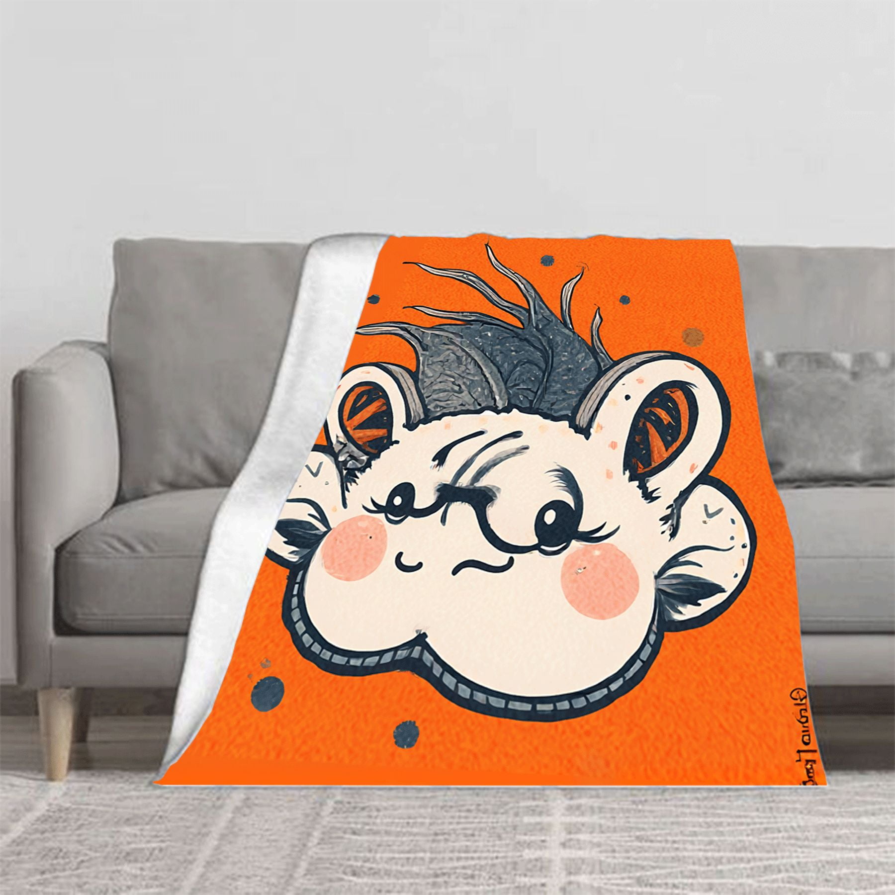 Durable Soft & Warm Flannel Blanket - Cozy Cartoon Character Design ...