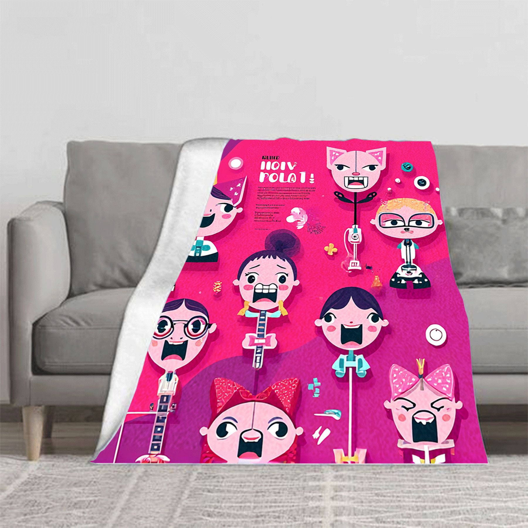 Durable Soft & Warm Flannel Blanket - Cozy Cartoon Characters Design ...