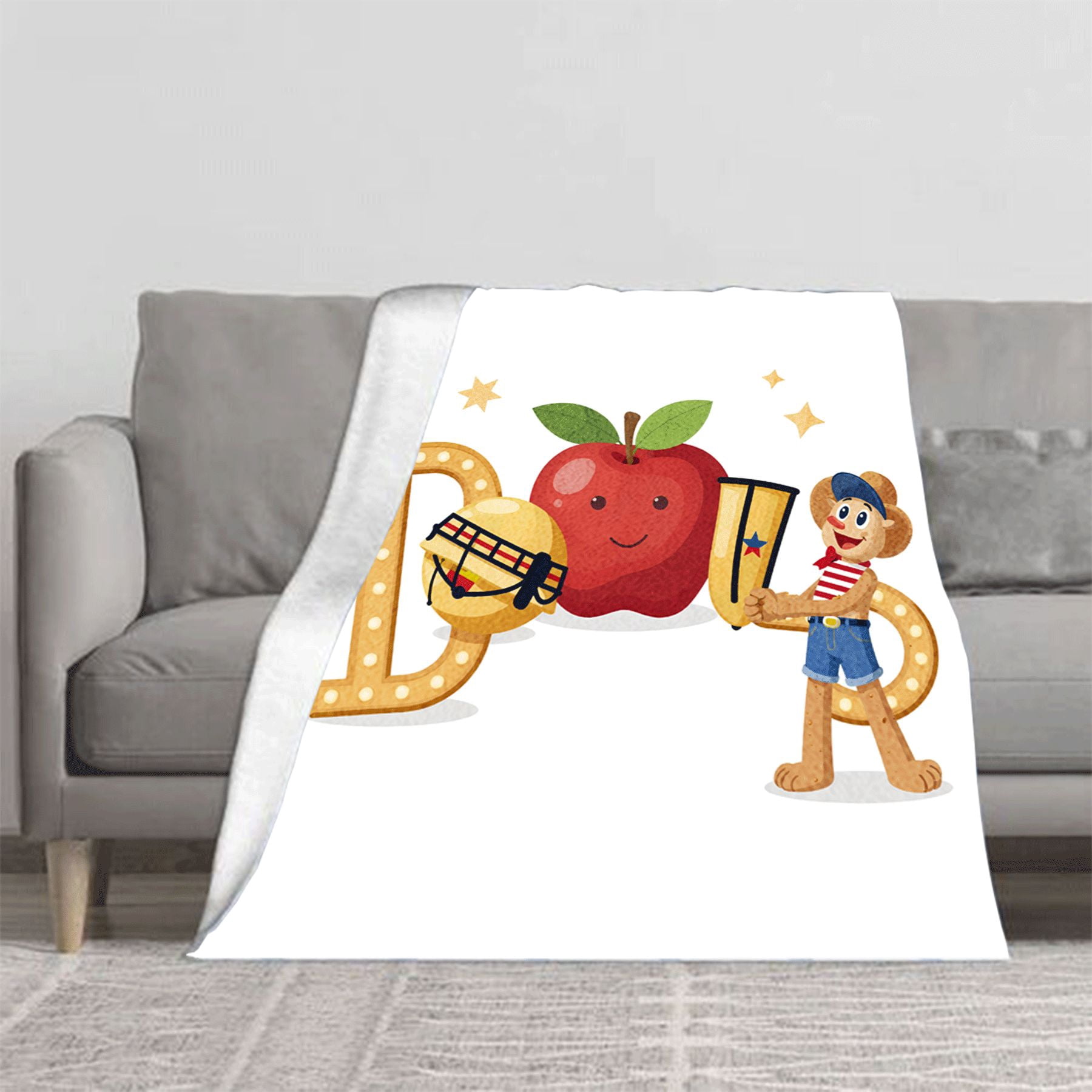 Durable Soft & Warm Flannel Blanket - Cozy Cartoon Design with Cheerful ...