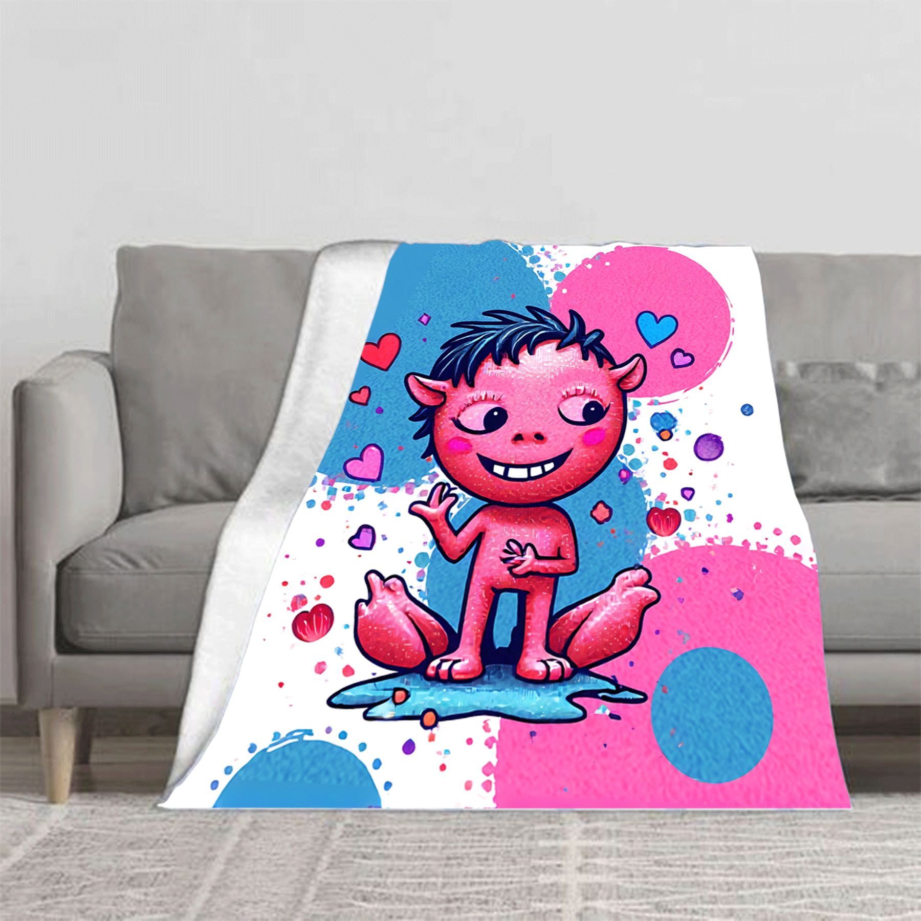 Durable Soft & Warm Flannel Blanket - Cozy Cartoon Design with Colorful ...