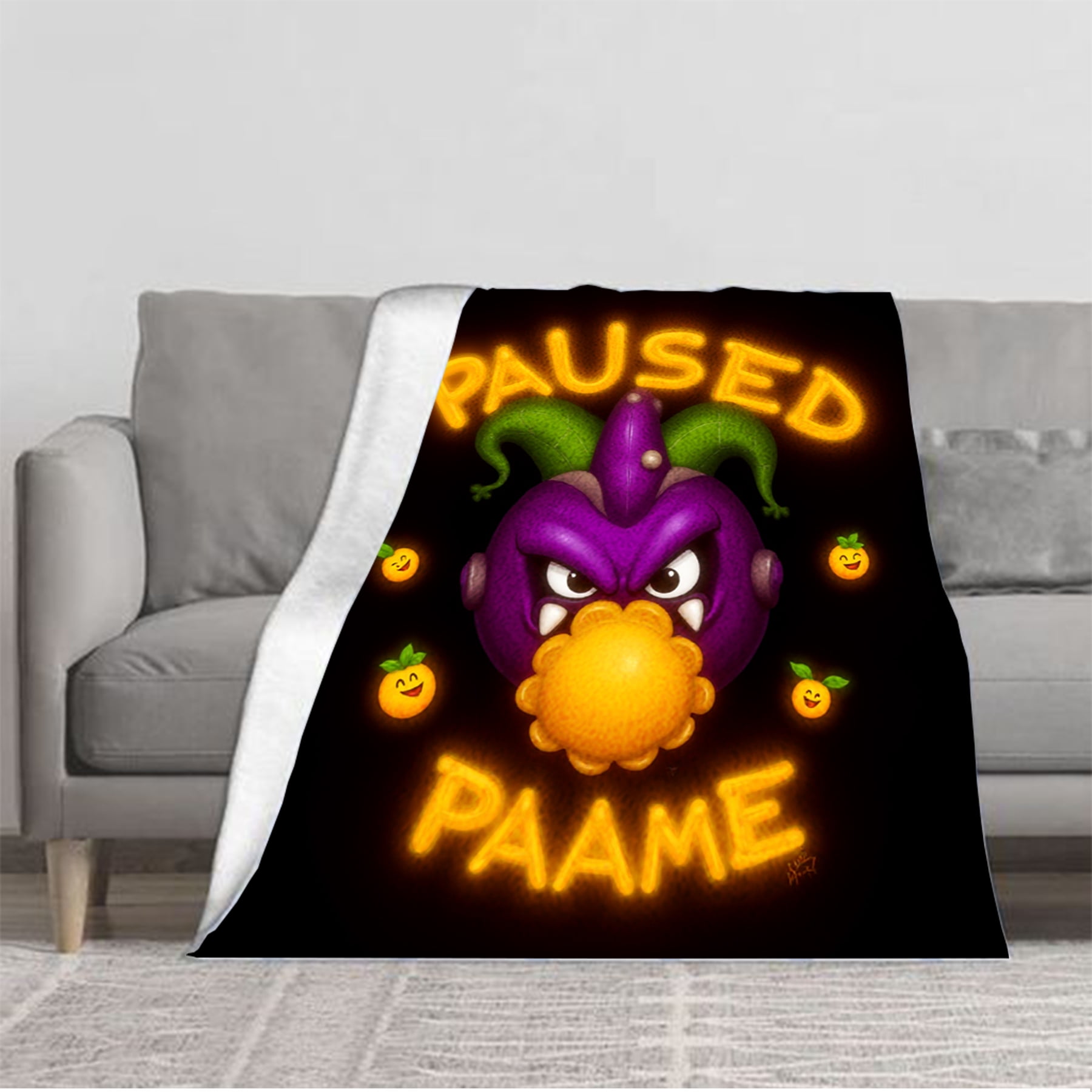 Durable Soft & Warm Flannel Blanket - Cozy Cartoon Design with Purple ...