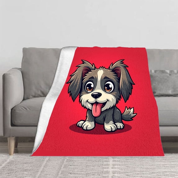 Durable Soft & Warm Flannel Blanket - Cozy Cartoon Dog Design Perfect ...