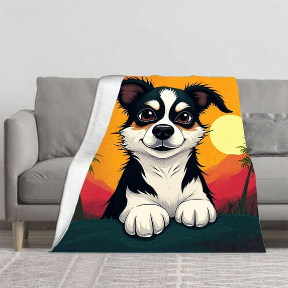 Durable Soft & Warm Flannel Blanket - Cozy Cartoon Dog Design Perfect ...
